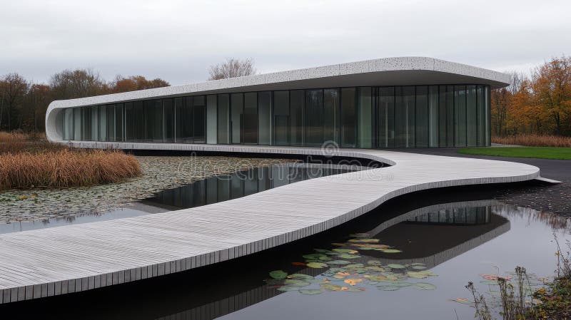 Modern Pavilion Over Water: Architecture and Nature Harmony Stock Photo ...