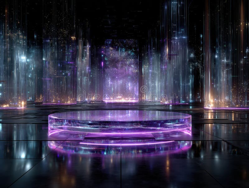 Futuristic Pavilion — Curved Concrete with Luminous Vortex Core Stock ...