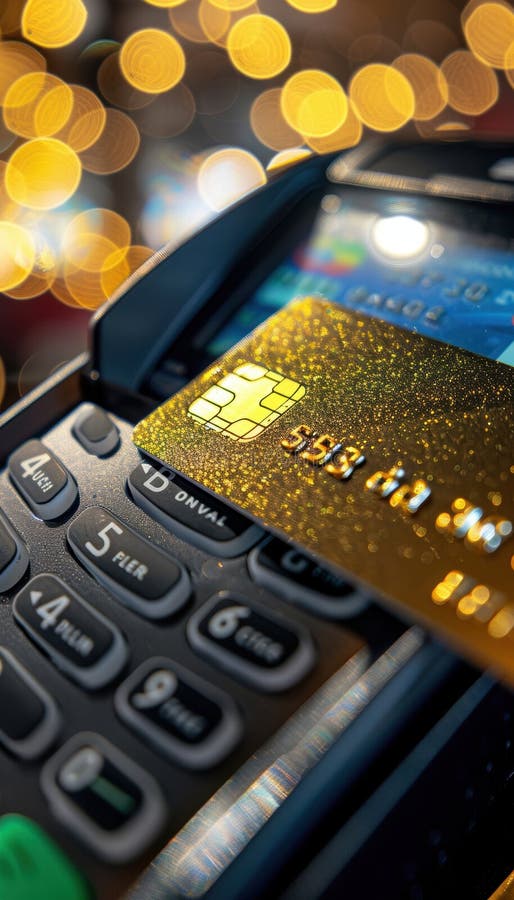 Modern Payment Technology with Black and Gold Card for Professional ...