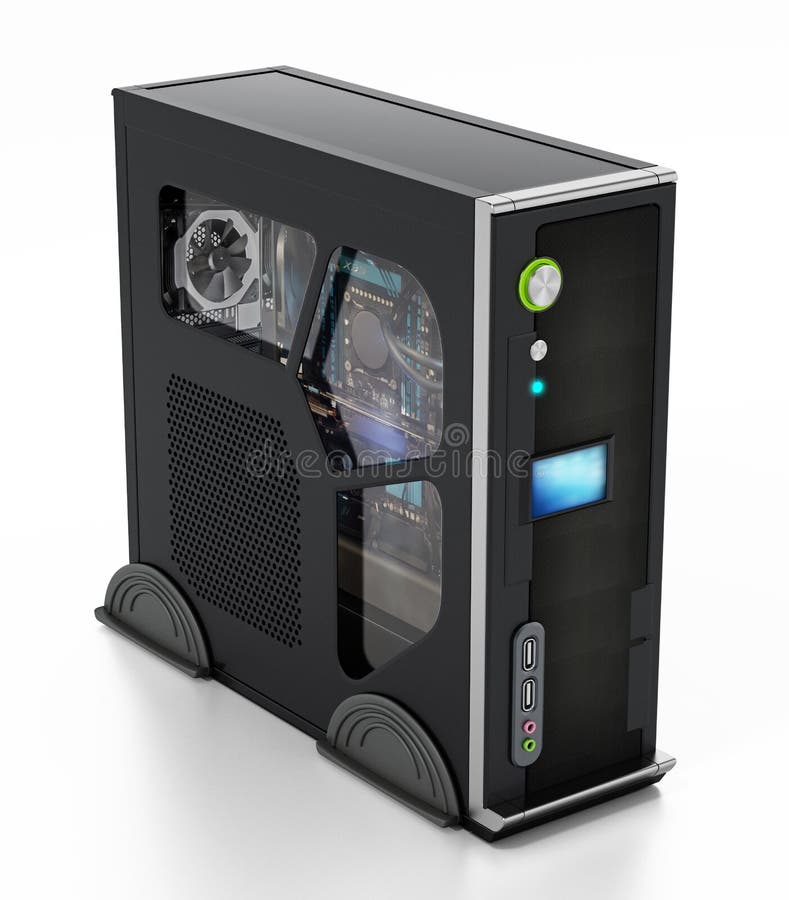 Modern PC Case With RGB LED Lights. 3D Illustration Stock Illustration ...