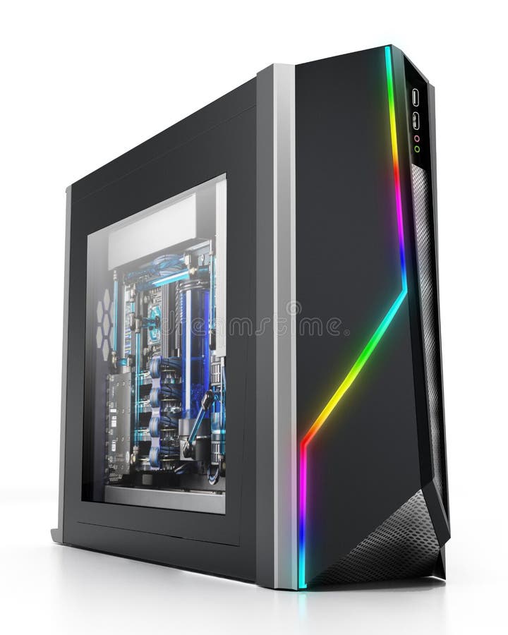 Modern PC Case with RGB LED Lights. 3D Illustration Stock Illustration ...