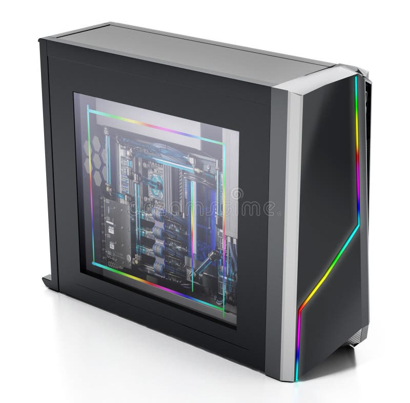 Modern Desktop Computer with Blank Screen. 3D Illustration Stock ...