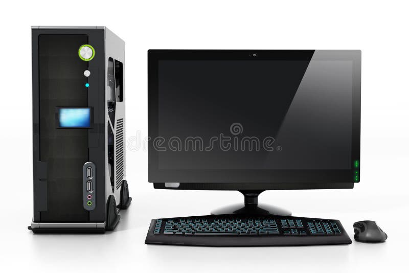 Modern PC Case with RGB LED Lights. 3D Illustration Stock Illustration ...