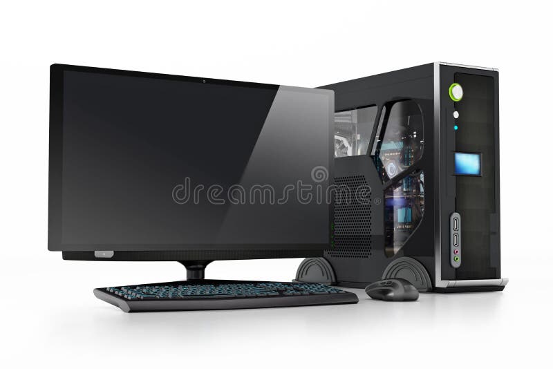 Modern Desktop Computer with Blank Screen. 3D Illustration Stock ...