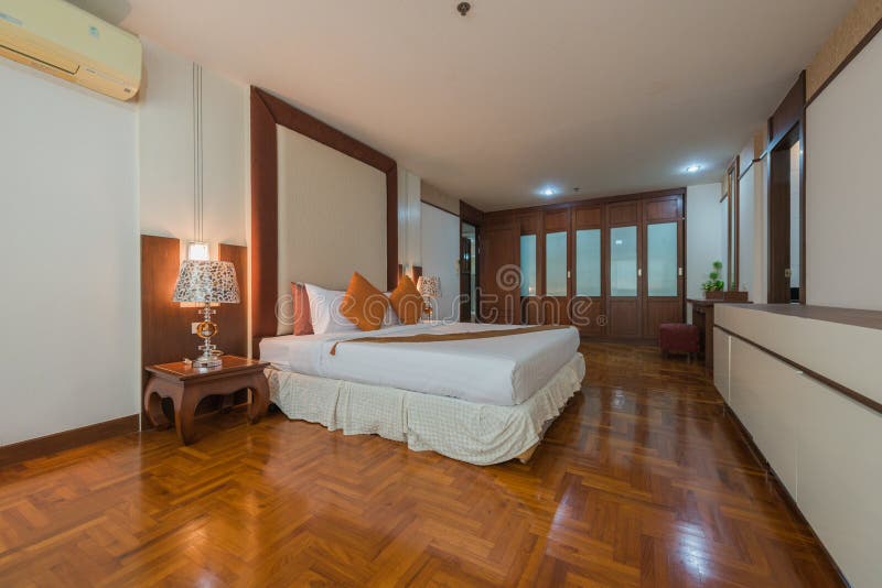 Modern Peaceful Bedroom Interior Design in Apartment. Stock Image ...