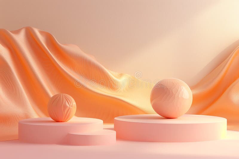 Modern Peach and Cream 3D Shapes Background with Abstract Design Stock ...