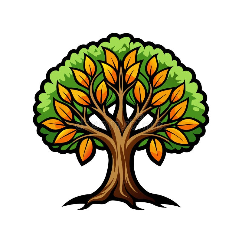 Modern Pecan Tree Design with Bold Features Stock Illustration ...