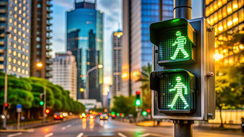 Modern Pedestrian Crossing Signal with Countdown Timer at Urban ...