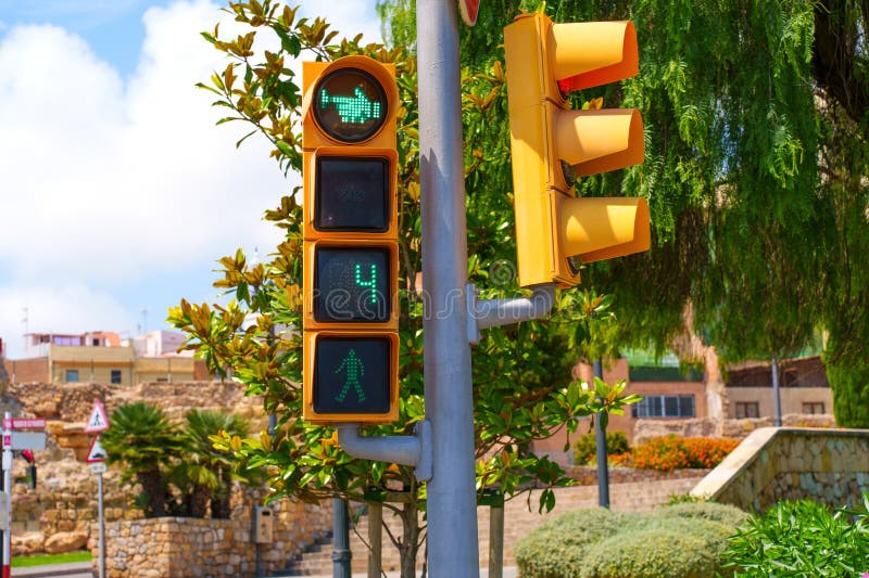 Modern Pedestrian Signal Displaying Green Walk Light in Tarragona Stock ... Modern Pedestrian Signal Displaying Green Walk Light in Tarragona Stock ...