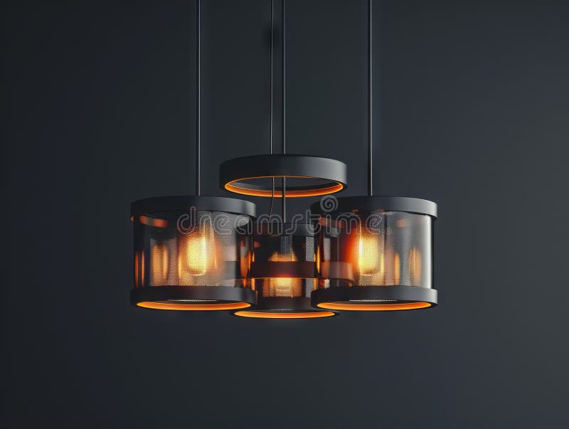 A Modern Pendant Light with Three Glass Cylinders Generative AI Stock ...