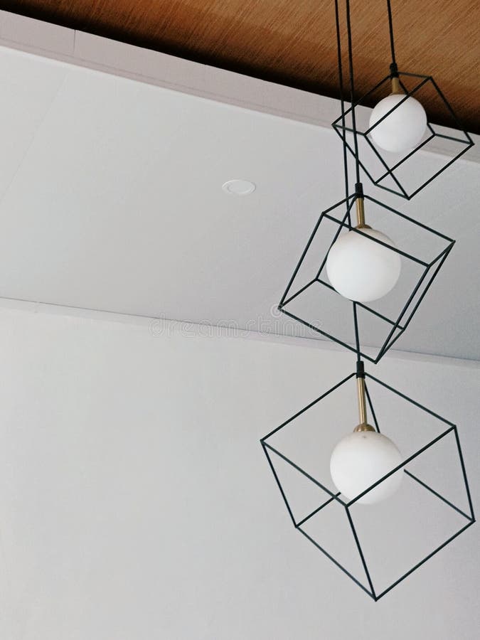 Modern Pendant Lights, Home Interior Stock Photo - Image of circle ...