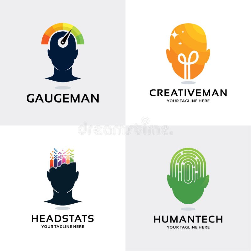 Modern People Head Logo Set Design Template Collection Stock Vector ...