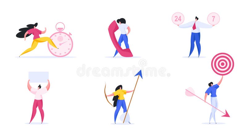 Modern People Working and Doing Hobbies. Set of Flat Vector ...