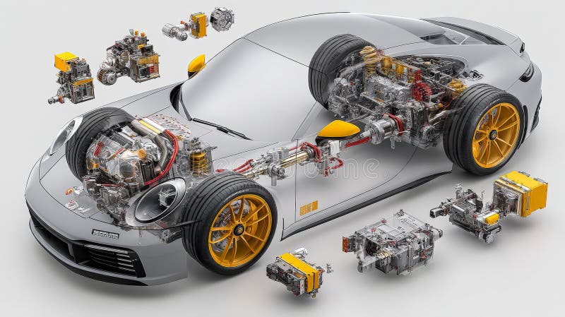 Modern Performance Car â€ Exploded 3D Technical View. Generative AI ...