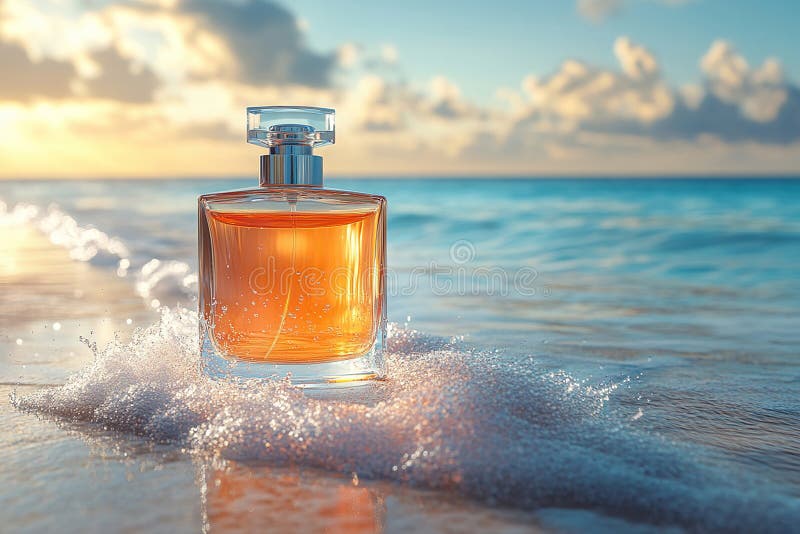 Modern Perfume Bottle Adorned with Water Droplets and a Subtle Light ...