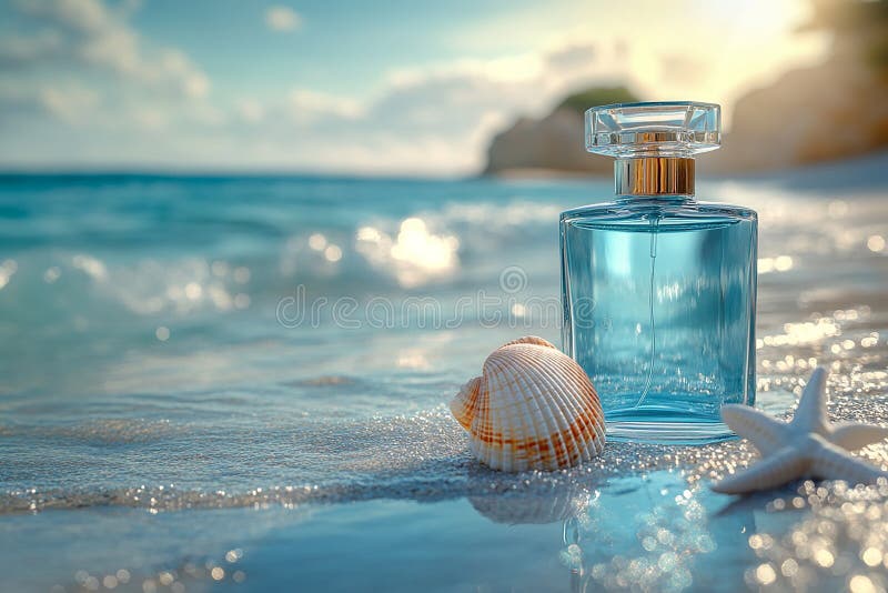 Modern Perfume Bottle Adorned with Water Droplets and a Subtle Light ...