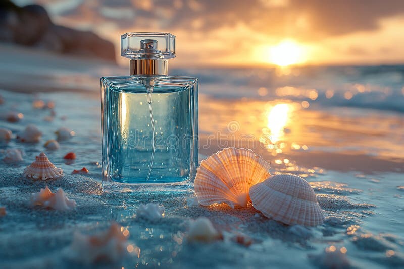 Modern Perfume Bottle Adorned with Water Droplets and a Subtle Light ...