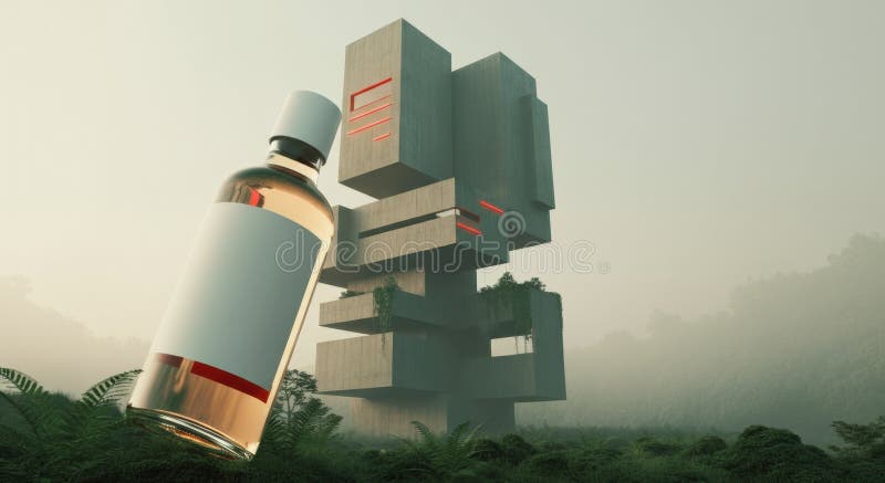 Modern Perfume Bottle in Front of a Unique Architectural Structure ...