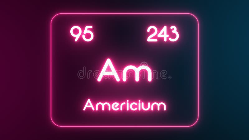 Modern Periodic Table Americium Element Neon Text Illustration Stock ...