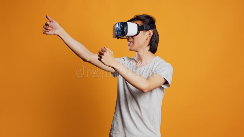 Modern Person Using Vr Glasses for 3d Simulation Stock Image - Image of ...