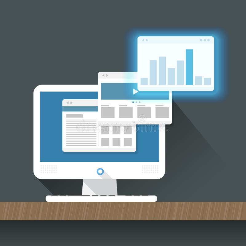 Modern Personal Computer with a Browser Stock Vector - Illustration of ...