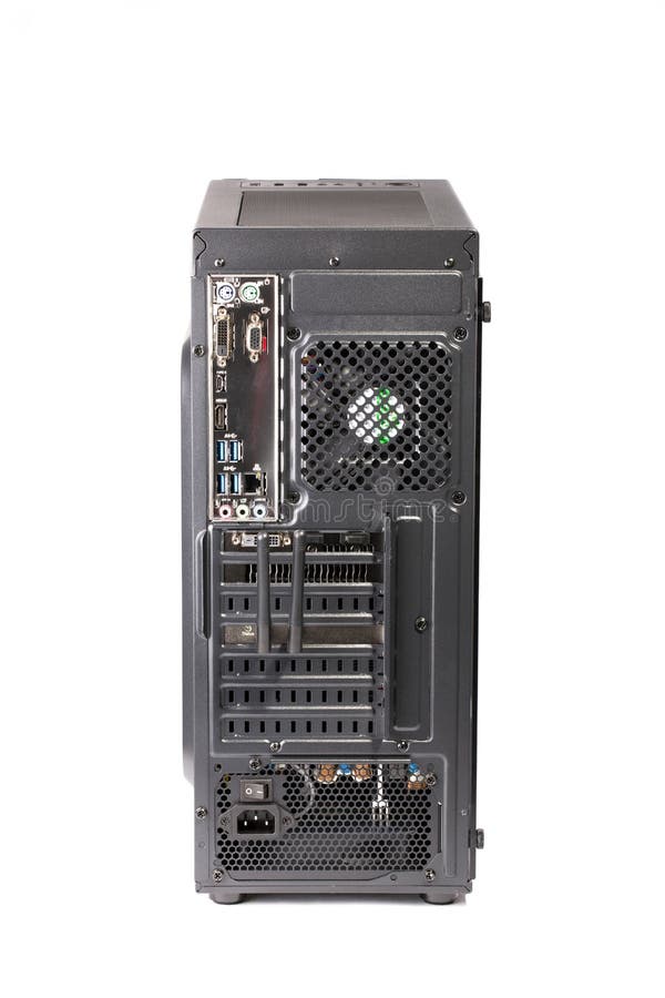 Modern Personal Computer Isolated on White Background, Back View Stock ...