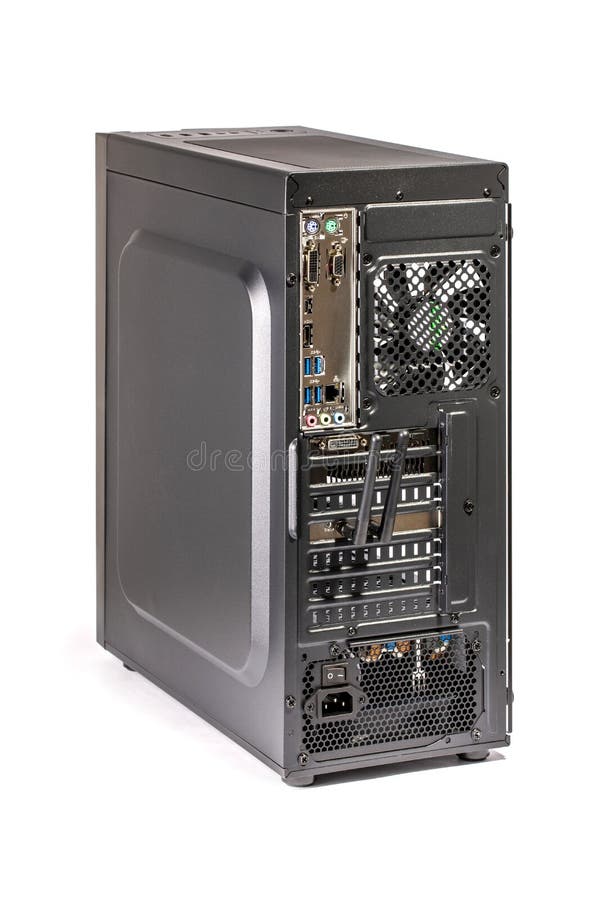 Modern Personal Computer Isolated on White Background, Back View Stock ...