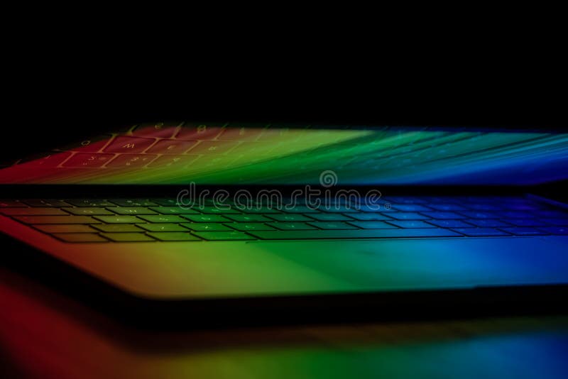 Modern Personal Computer with Multicolor Wallpaper Stock Photo - Image ...