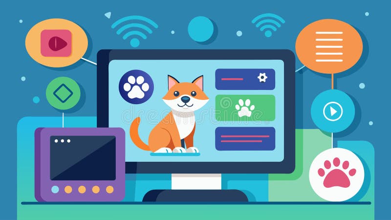 A Modern Pet Entertainment System that Features a Touch Screen Display ...