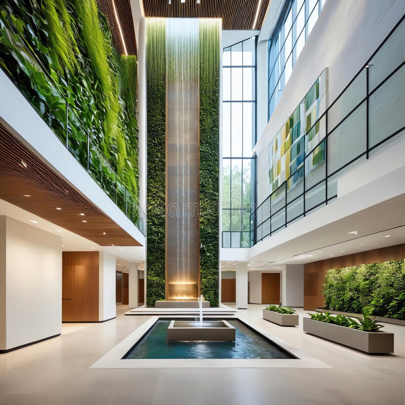Modern Pharmaceutical Headquarters Lobby Double Height Stock Image ...