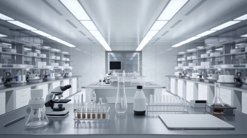 Modern Pharmaceutical Laboratory with High-Tech Equipment and Glassware ...