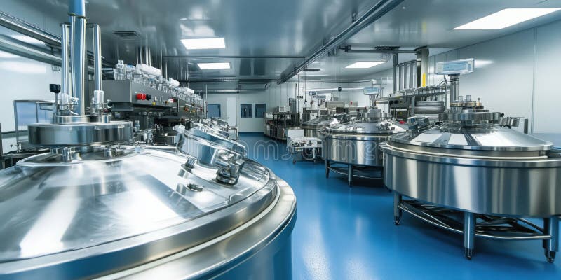 Modern Pharmaceutical Manufacturing Facility Featuring Stainless Steel ...