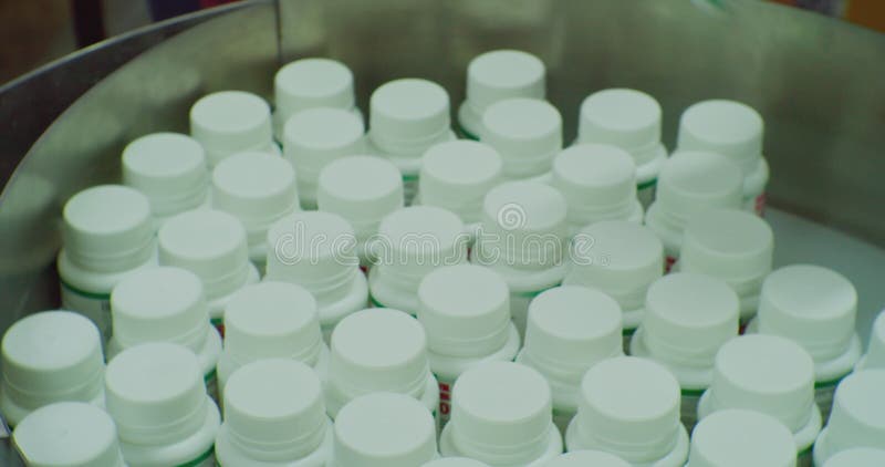 Modern Pharmaceutical Production.plastic Vials with Medicines Move ...
