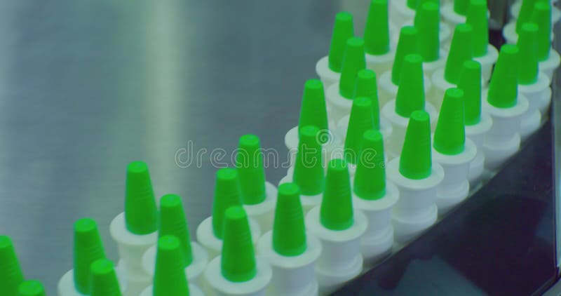 Modern Pharmaceutical Production.plastic Vials with Medicines Move ...