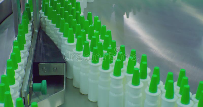 Modern Pharmaceutical Production.plastic Vials with Medicines Move ...
