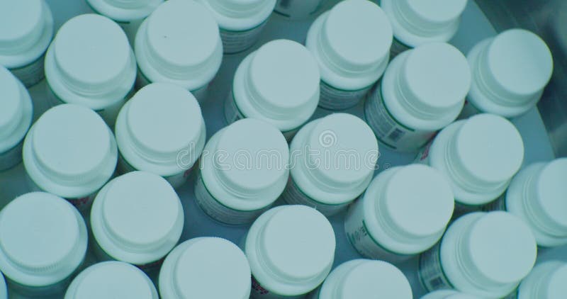 Modern Pharmaceutical Production.plastic Vials with Medicines Move ...