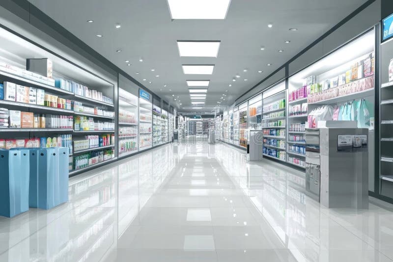 Modern Pharmacy Interior Design, a Clean and Minimalist Aesthetic Stock ...