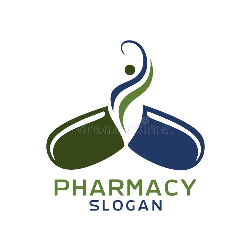 Modern Pharmacy Logo with Two Pill Capsules and Abstract Design Stock ...