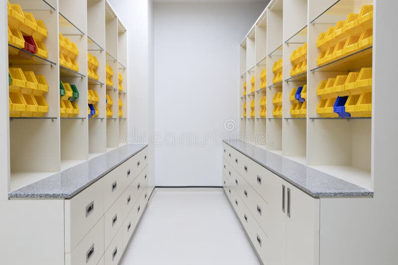 Modern Pharmacy Shelves with Multicolor Boxes Stock Image - Image of ...