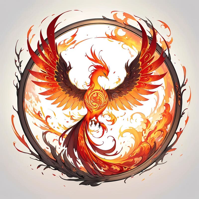 Phoenix Encased in a Circle Phoenix Tattoo Stock Illustration ...