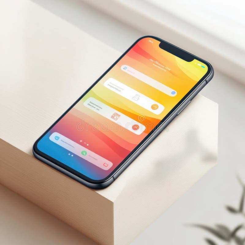 Modern Phone Mockup with Colorful Gradient Background Stock ...