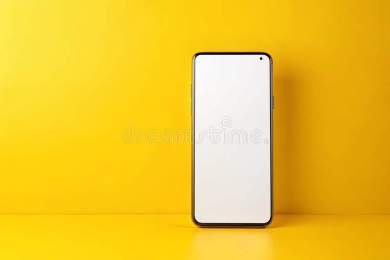 Modern Phone with White Screen Yellow Background, Generative Ai Stock ...