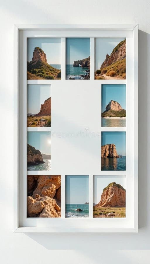 Modern Photo Collage Frame Mockup, Clean White Geometric Design ...