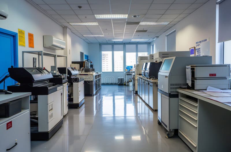 Modern Photo Printing Office Stock Image - Image of room, machinery ...