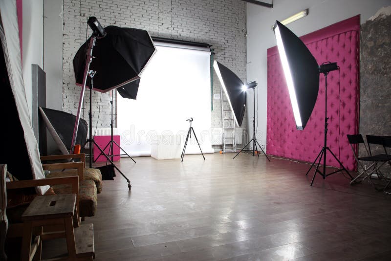 Modern photo studio stock photo. Image of fashion, camera - 34282858
