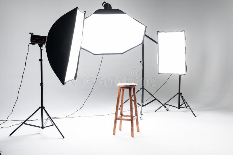 Modern Photo Studio Interior with Professional Lighting Equipment Stock ...