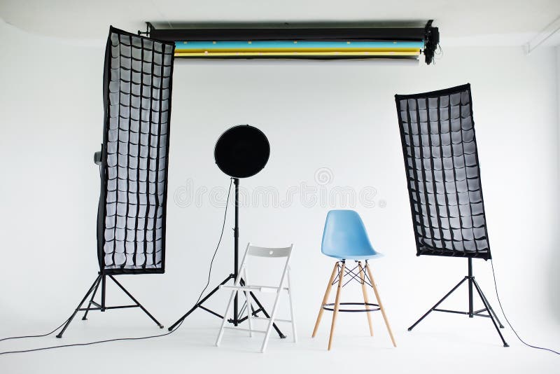 Modern Photo Studio Interior with Professional Lighting Equipment Stock ...