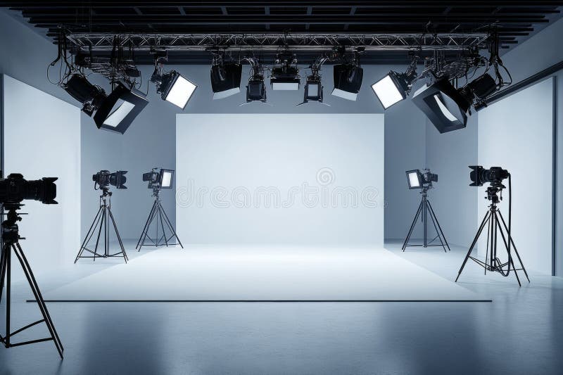 Modern Photo Studio with Lighting Equipment and Cameras is Waiting for ...