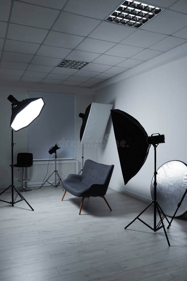 Modern Photo Studio with Professional Equipment Stock Image - Image of ...
