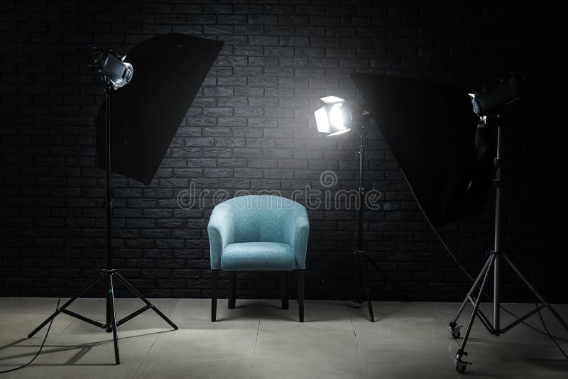 Modern Photo Studio with Professional Lighting Equipment Stock Photo ...